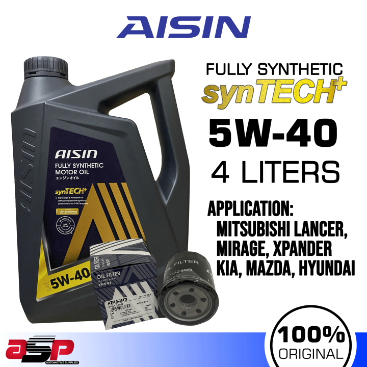 AISIN 5W-40 synTECH+ Fully Synthetic Engine Oil 4 Liters Bundle for ...
