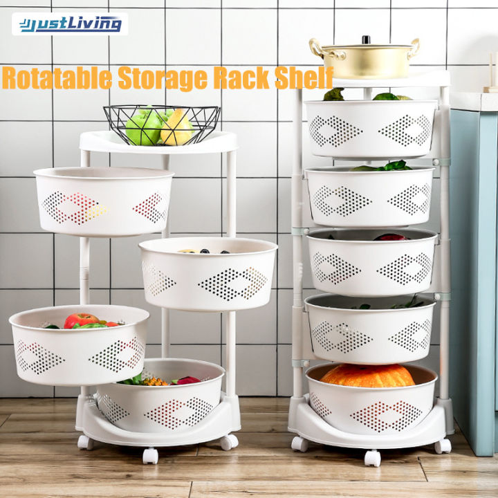 JustLiving 180° Rotatable Kitchen Storage Rack PP Corner Organizer ...