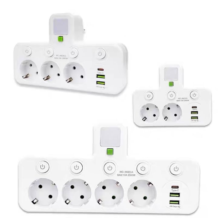 German Standard European Plug Socket USB Fast Charging Power Strip with ...