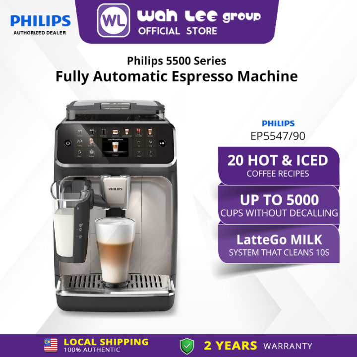 PHILIPS LatteGo Series 5500 Fully Automatic Espresso Machine – EP5547/90, 20 coffee settings ...