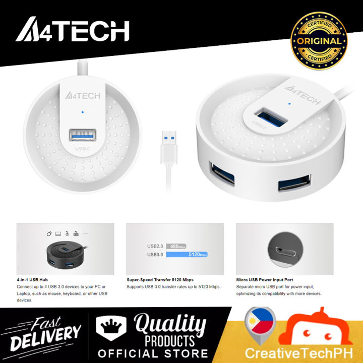 A4Tech HUB-30 4 Ports 5120 Mbps Super-Speed Transfer USB 3.0 Charging ...