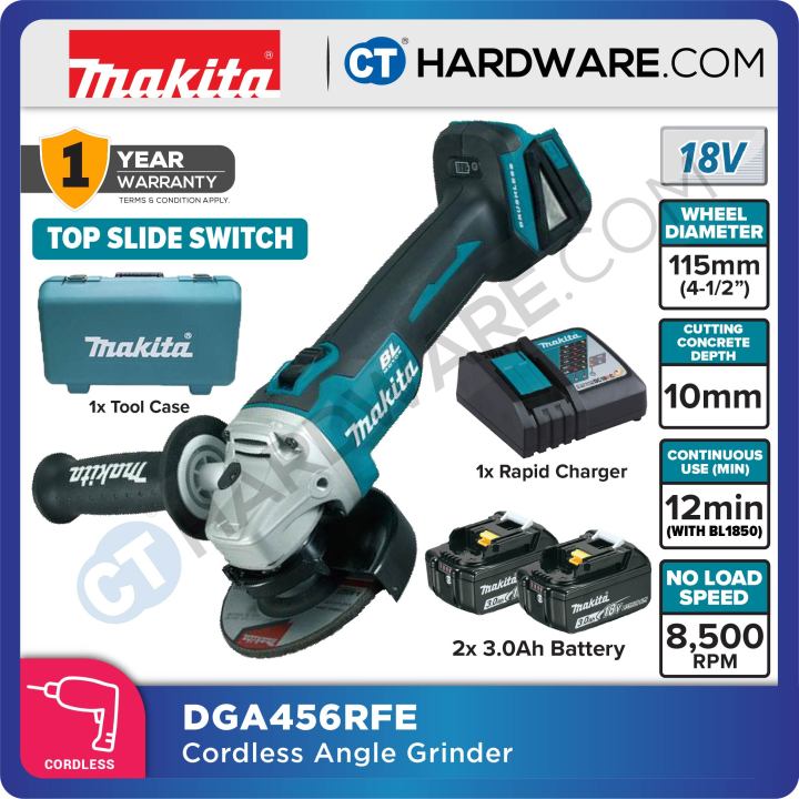 Makita DGA456Z / DGA456RFE 18V Cordless Angle Grinder 115mm (4-1/2 ... Makita DGA456Z / DGA456RFE 18V Cordless Angle Grinder 115mm (4-1/2 ...