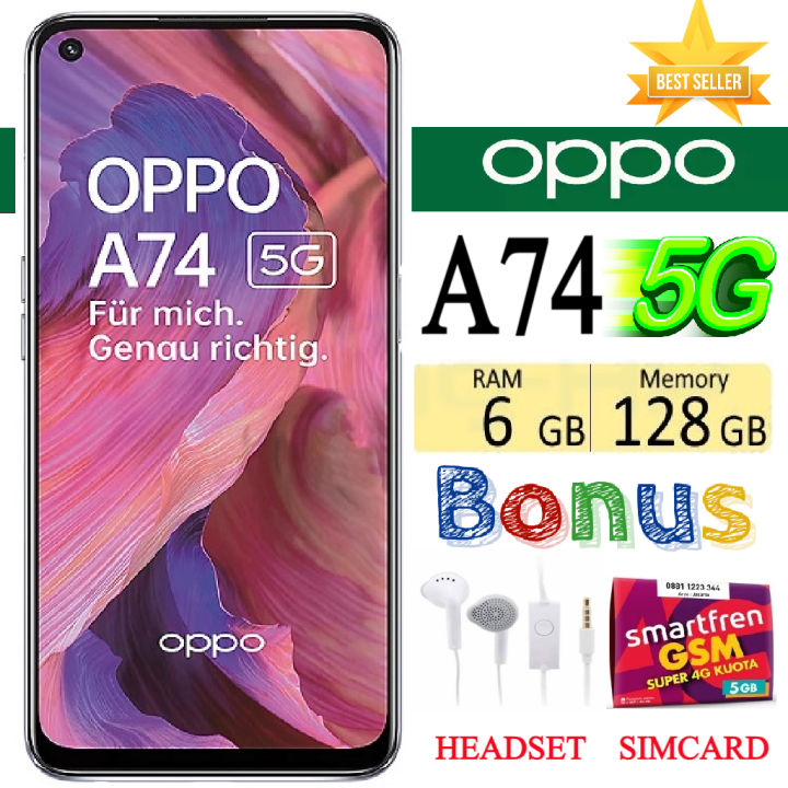 OPPO A74 5G RAM 6/128 GB FULLSET Bergaransi - FREE SIM CARD - PROMO | Lazada Indonesia