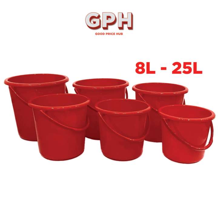 Red Water Pail Bucket with Handle 8L-25L | Lazada Singapore