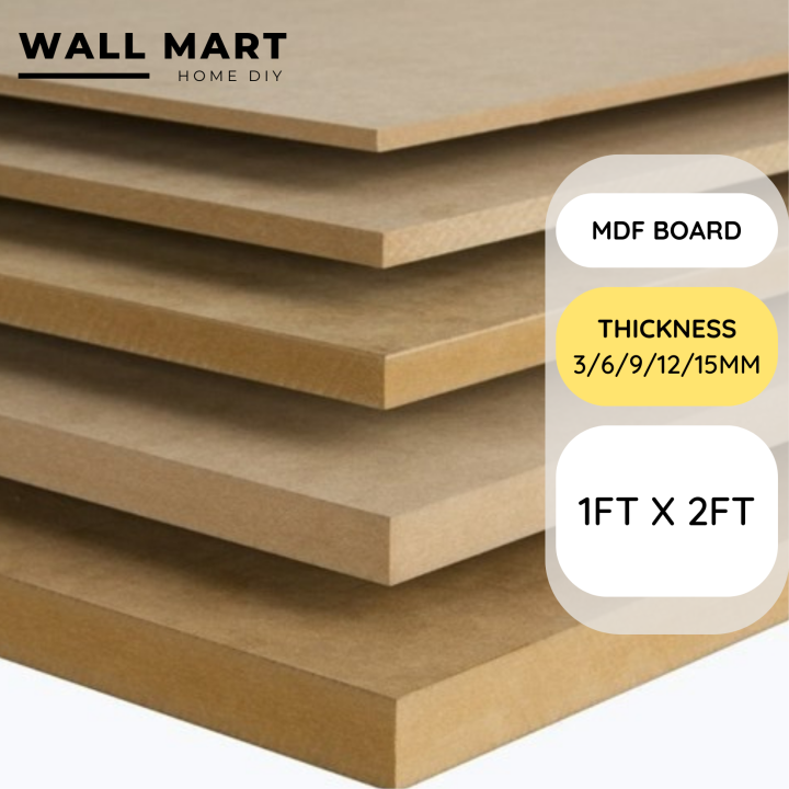 【Ready Stock】MDF board 1FTx2FT / Thickness 3mm/6mm/9mm/12mm/15mm board ...