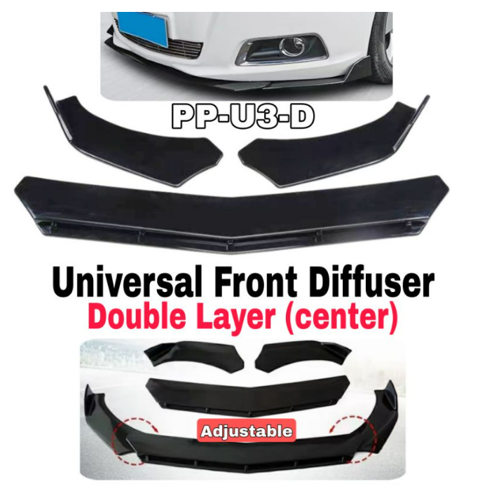 1SET Car Universal Front Bumper Diffuser Lip Wrap Angle Splitters Black ...