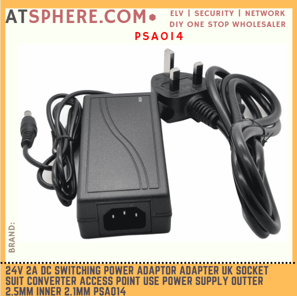 24V DC 2A Switching Power Adapter Adapter UK Plug Cable Suit Access ...