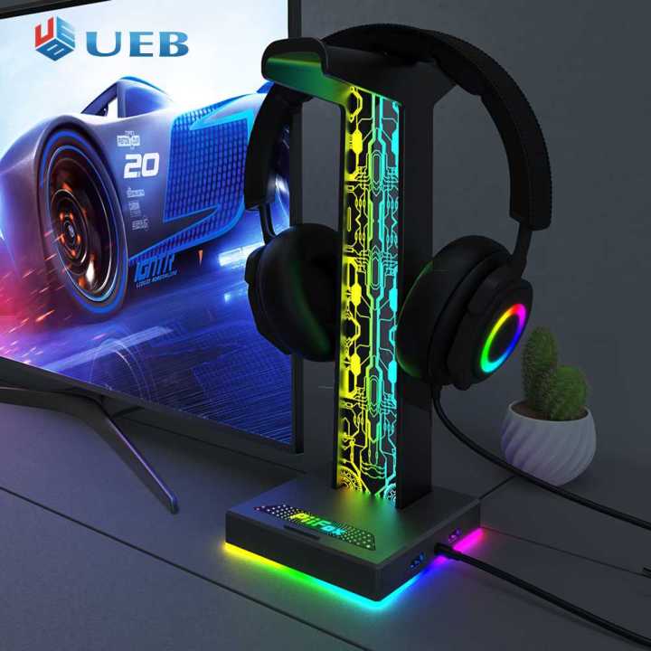 RGB Headphone Bracket 10 Lighting Effects Headphone Stand Holder Rack ...