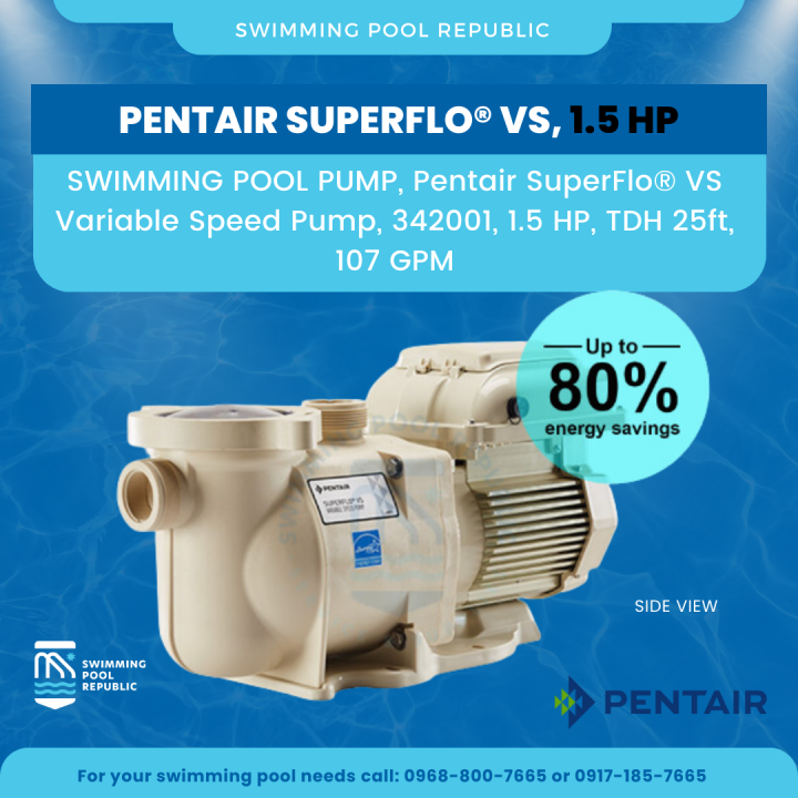 SWIMMING POOL PUMP, Pentair SuperFlo® VS Variable Speed Pump, 342001, 1 ...