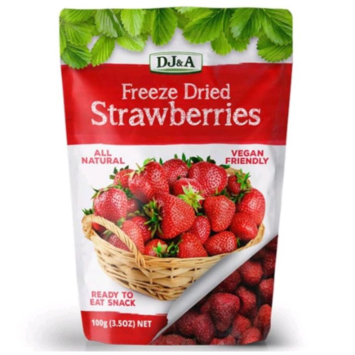 ฟรีซดาย สตรอเบอร์รี่อบแห้ง DJ&A Freeze Dried Strawberries 100g ...