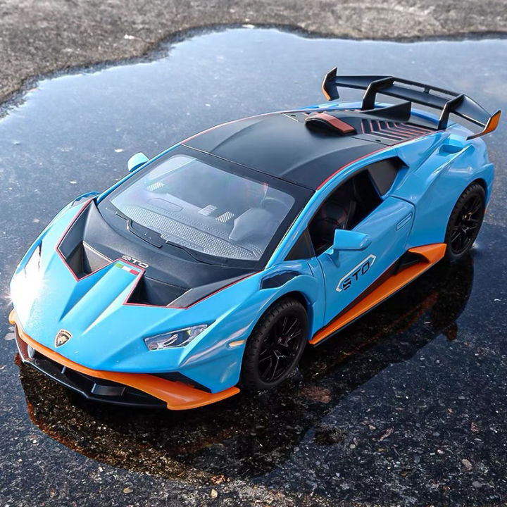 【RUM】1:24 Scale Lamborghini Huracan Sto Alloy Car Model Light & Sound ...