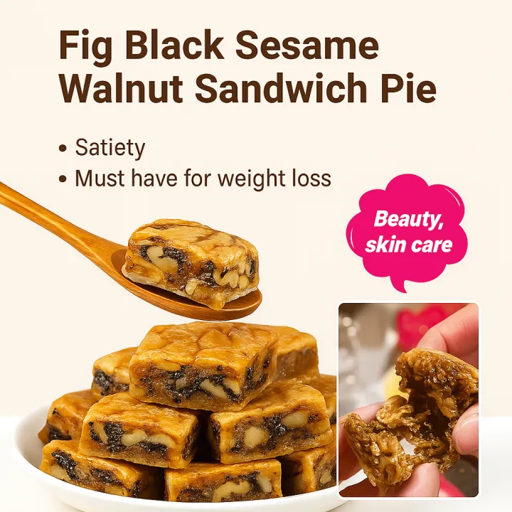 🔥Hot Sale🔥 Fig Black Sesame and Walnut Sandwich Pie Natural Flavor No Added Sucrose Healthy ...