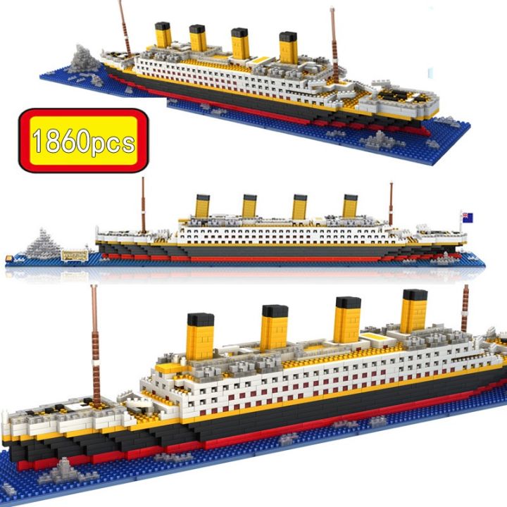 1860Pcs Mini Bricks Model Titanic Cruise Ship Model Boat DIY Diamond ...