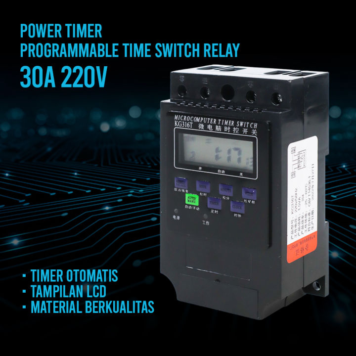 Power Timer Programmable Time Switch Relay 30A 220V Alat Ini Otomatis ...