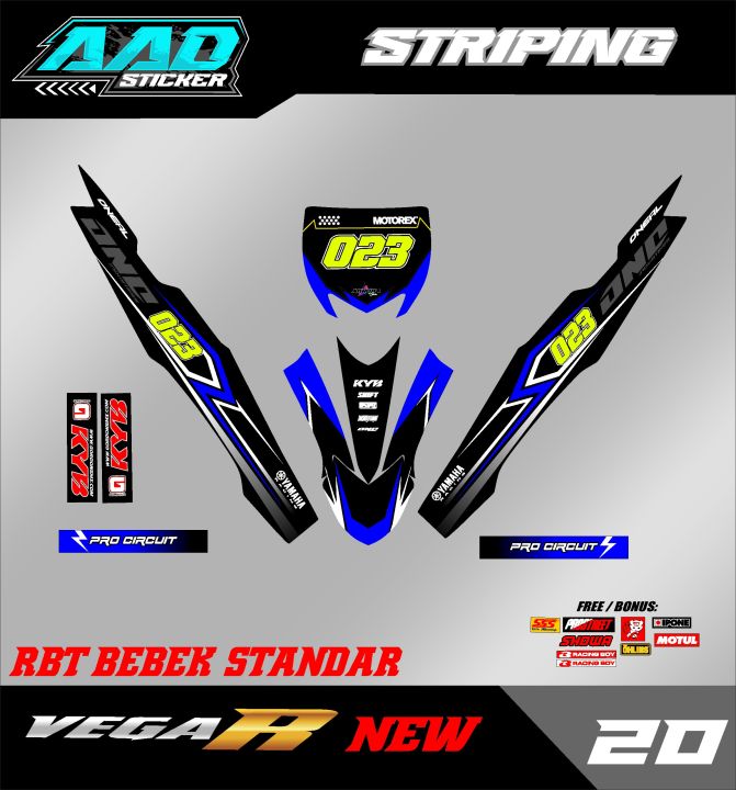 Sticker Striping Semi Decal RBT VEGA R NEW RBT BEBEK MODIF SUPERMOTO YZ ...