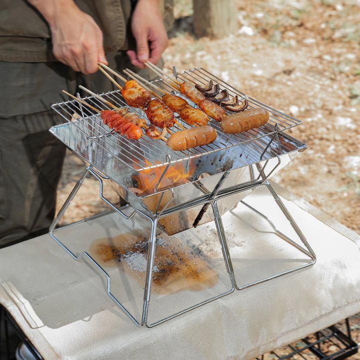 Folding Campfire Grill Barbecue Rack Camping Fire Pit, Folding Compact ...