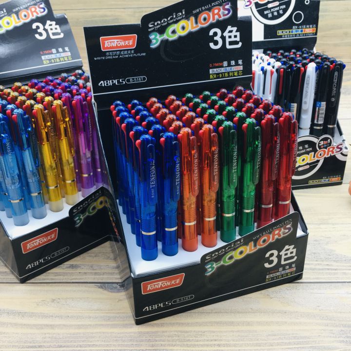 48pcs 4pcs Tenfon 516D 3IN1 ballpen 3COLOR Ballpen | Lazada PH