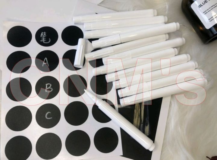 BLANK LABEL STICKER / BLACK / with WHITE MARKER / 13pcs LABEL STICKERS ...