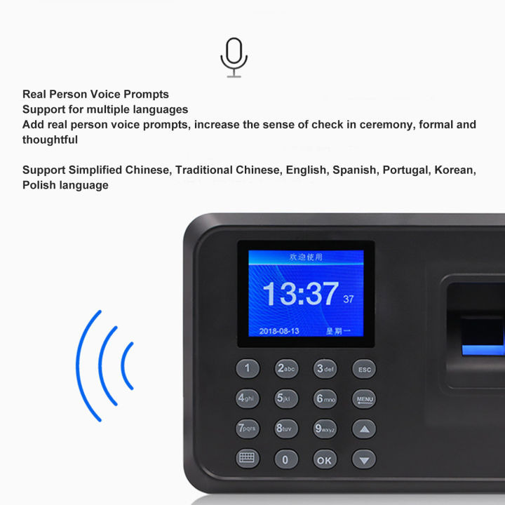 Employee Time Clock 360 Degree Recognition Fingerprint Time Attendance ...