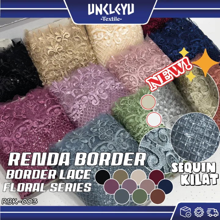 Renda Border Baju Lace Size Kecil | Sequin Kilat | Kain Renda Border ...