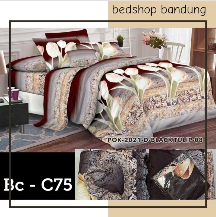 bet kaper set selimut spray motif bunga king size 180X200 bedcover full ...