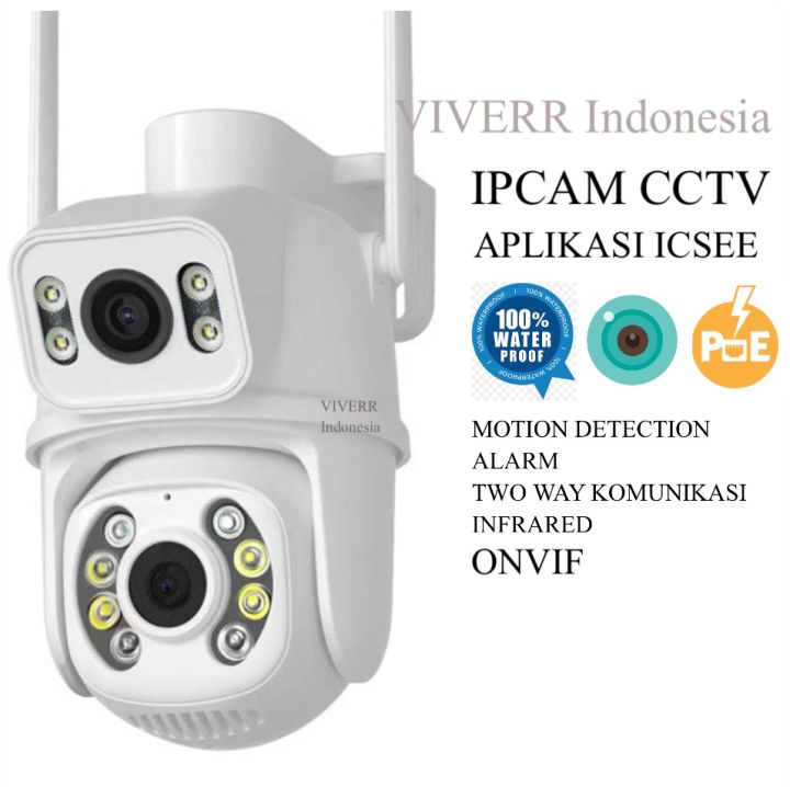 Ipcam ip ptz wifi cctv aplikasi ICSEE Dual Lensa Outdoor dua Layar Camera | Lazada Indonesia