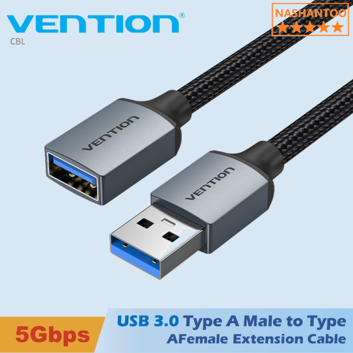 Vention Cotton Braided USB 3.0 Type A Male to Female Extension Cable Gray Aluminum Alloy Type 1M ...