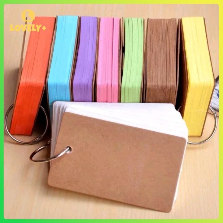 50 Sheets Kraft Paper Blank Flashcards with Binder Rings Loose-Leaf ...
