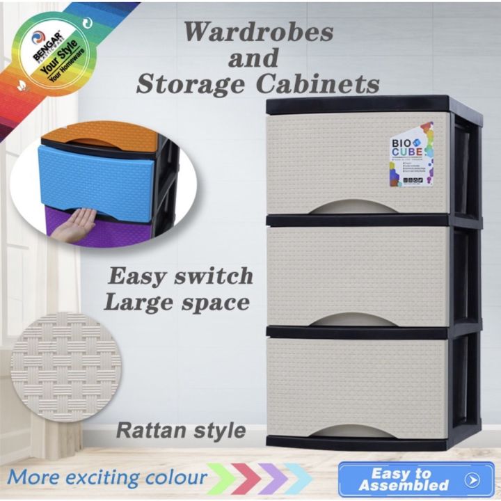 BENGAR Collections 3 Layers Storage Drawers Rattan Elegant Design Style ...
