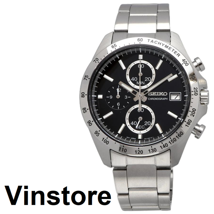 [Vinstore] Seiko JDM SBTR005 Spirit Chronograph Black Dial Quartz Men ...
