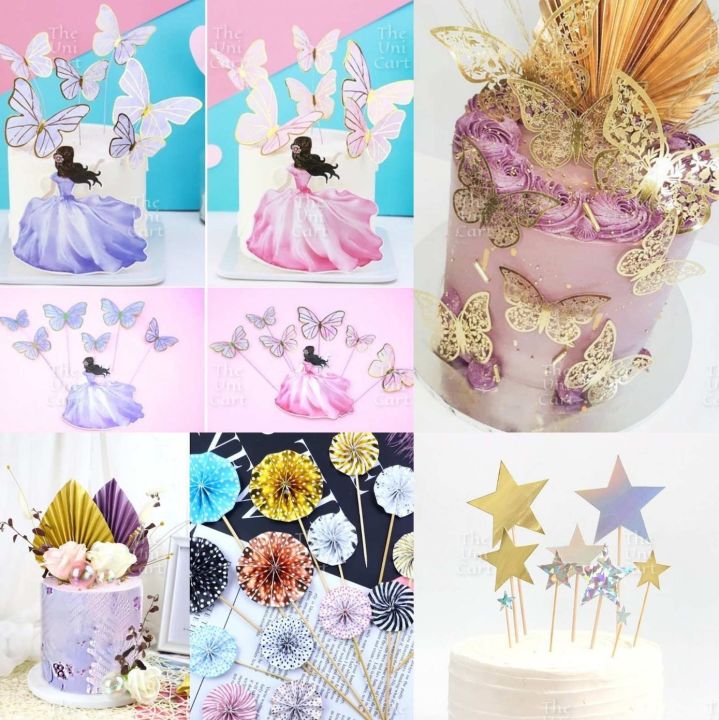 Butterfly Leaf DIY Fan Cake Toppers Paper Folding Paper Topper Mini ...