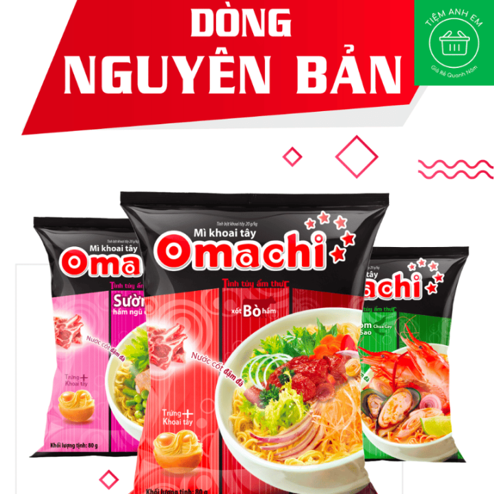 Mì khoai tây Omachi ăn liền các vị nguyên bản sườn hầm ngũ quả/tôm chua ...