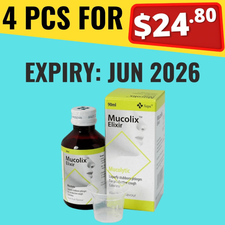 Mucolix Elixir 90ml Cough Relief Phlegm Robitusin Prospan Cofen Duro ...
