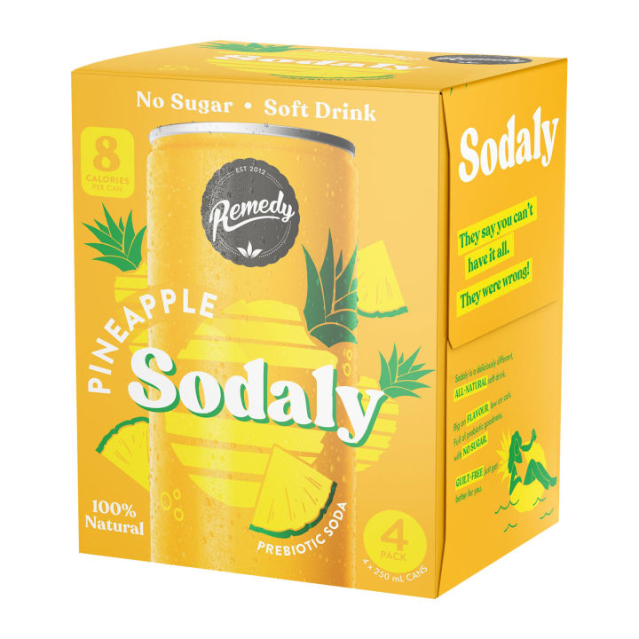 Remedy Sodaly Pineapple Prebiotic Soft Drink 4x 250ml Multipack ...
