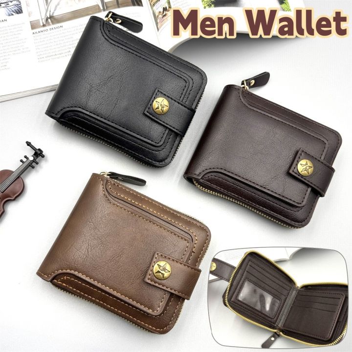 Retro Men's High-end Short Zipper Wallet With Loose Change Storage ...
