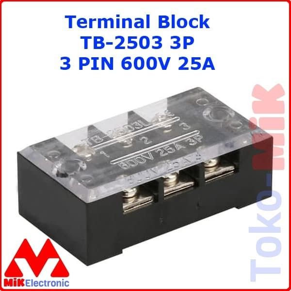 TB-2503 TERMINAL BLOCK BLOK 3 KABEL 3 PIN 3P SEKRUP 4MM TB2503 25A ...
