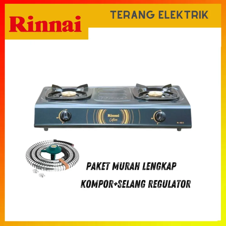 Kompor Gas Rinnai RI 522C / RI522C / RI 522 C - 2 Tungku + Free Selang ...