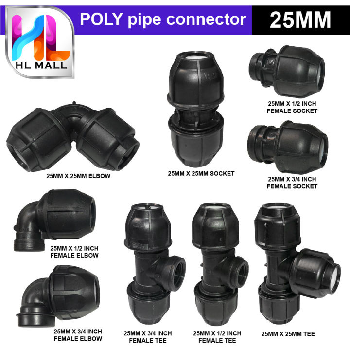HL MALL 25mm POLY PIPE FITTING HDPE FITTINGS Female Poly pipe Fitting ...