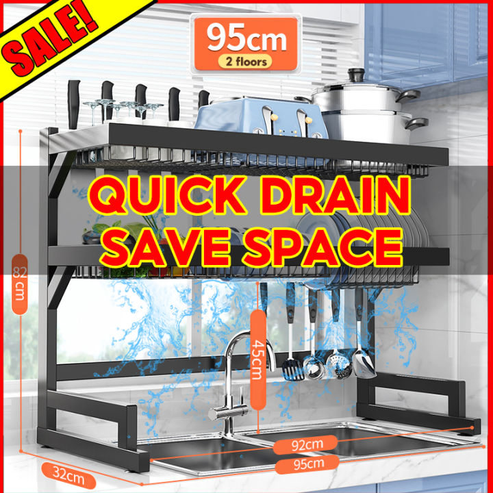 Stainless Steel Kitchen Organizer Rack Shelf Multi-Function Drain Rack ...