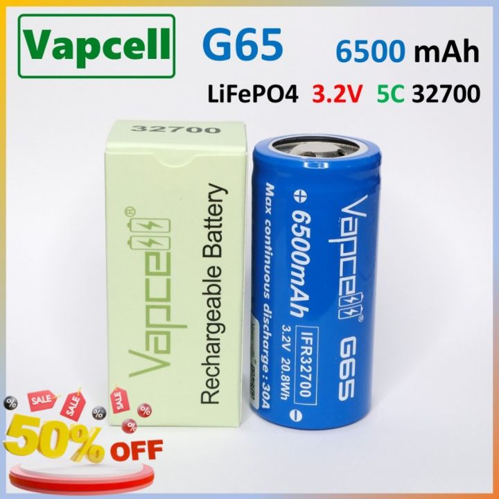 [ รุ่นใหม่ ] ถ่านชาร์จVapcell G65 LiFePO4 3.2V 6500mAh แบตเตอรี่ 32700 ของใหม่แท้ 100% #ถ่าน ...
