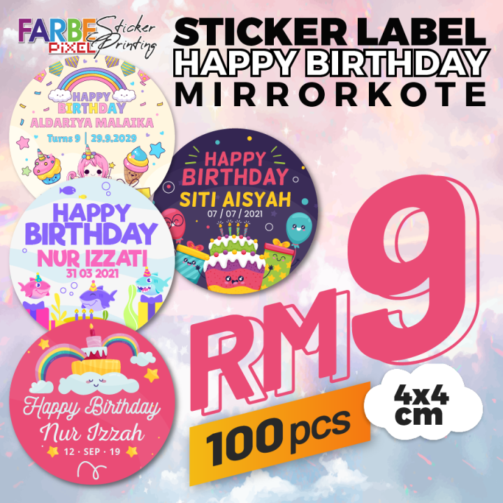 (100 pcs CUSTOM NAME) Happy Birthday Label Sticker [CUSTOM NAME] cantik ...