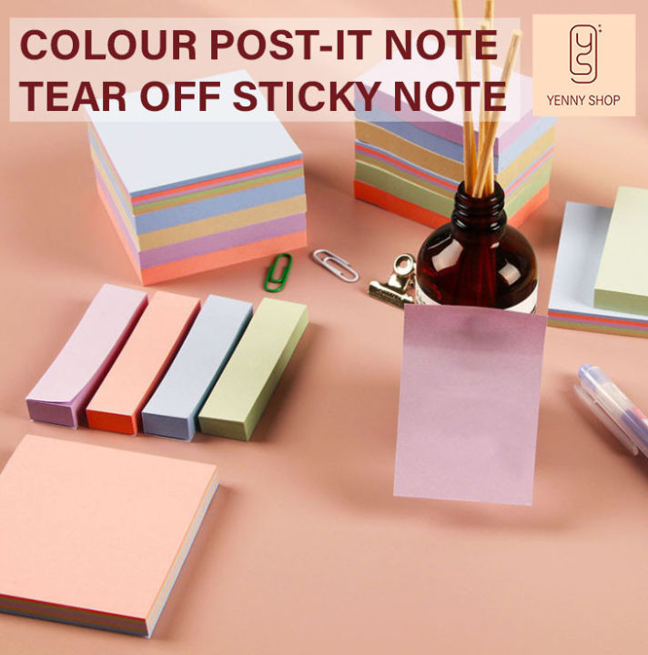 100pcs Sticky Note Easy Tear Off Note (Multiple Colour) 76mm x 76mm ...