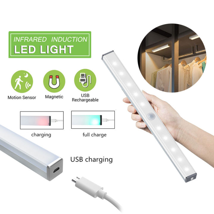 Magnetic Strip Night Lamp Motion Sensor Light Lampu 15/21/30CM Hanging ...