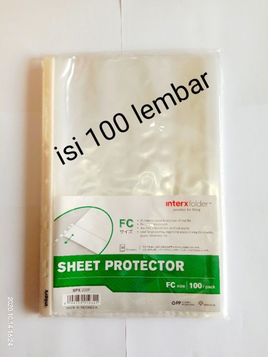 sheet protector/pp pocket folio inter x folder-100 lembar | Lazada ...