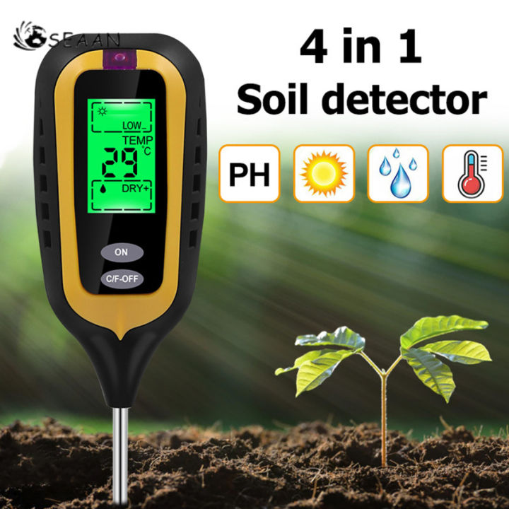 4 In 1 Soil Moisture PH Meter Professional Digital Gardening Plant ...