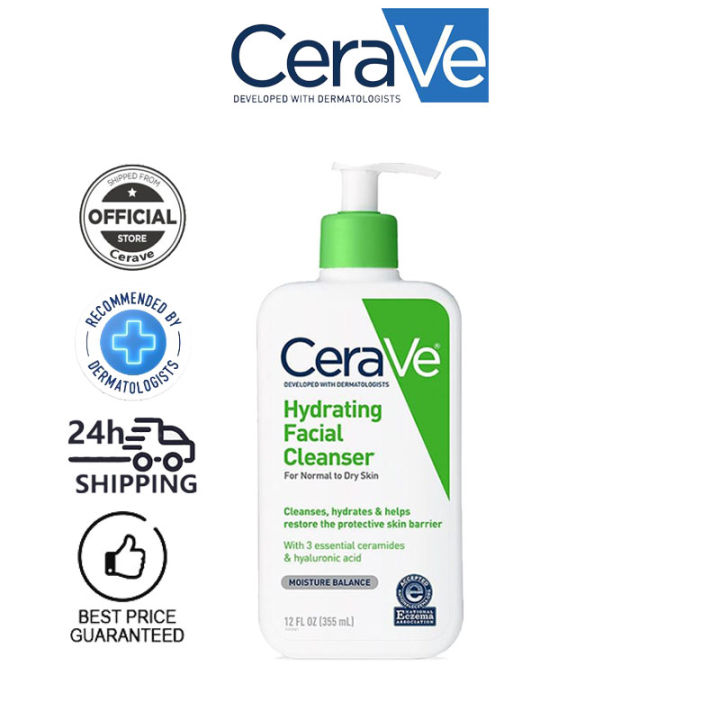 Cerave Hydrating Facial Cleanser 355ml For Normal To Dry Skin 100