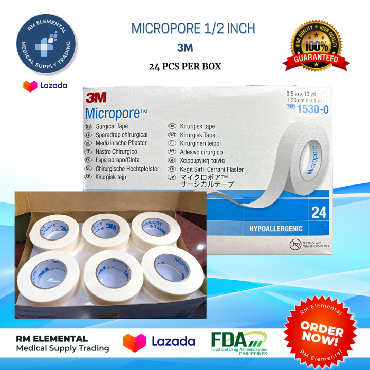 [ BOX ] 1/2 inch MICROPORE 3M Surgical Tape 24 pcs-1box SOLD PER BOX | Lazada PH