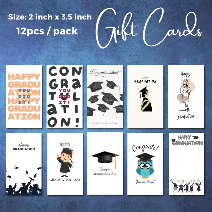 12pcs Graduation Gift Cards | 2 x 3.5 inches | Minimalist Gift Tags ...