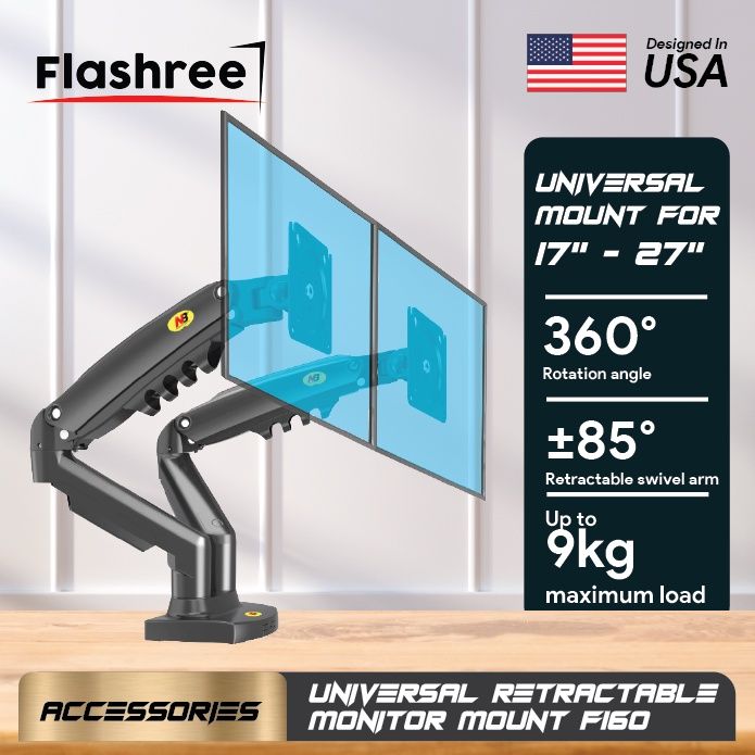 NB North Bayou F160 Monitor Bracket Gas Strut Flexi Dual Monitor Arm ...