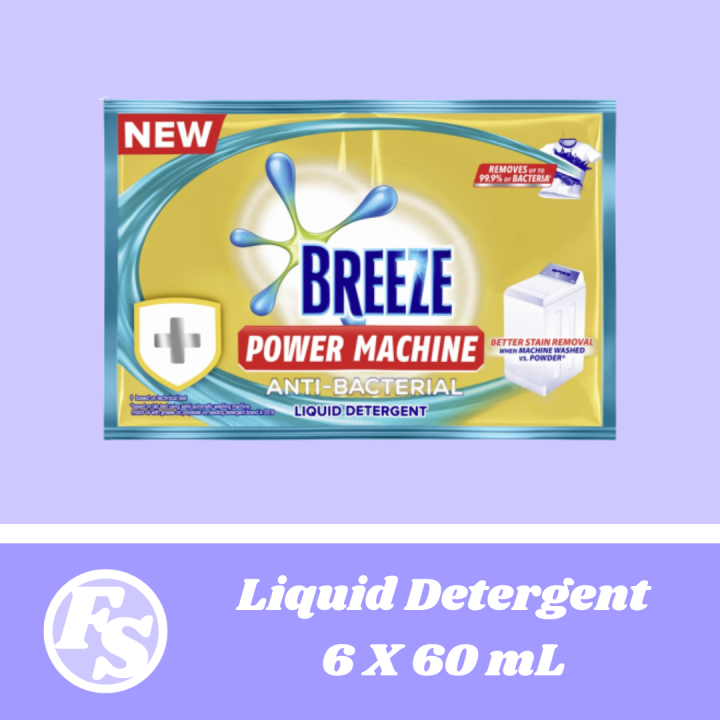 Breeze Power Machine Antibacterial Liquid Detergent 60g (Set of 6) | Lazada PH